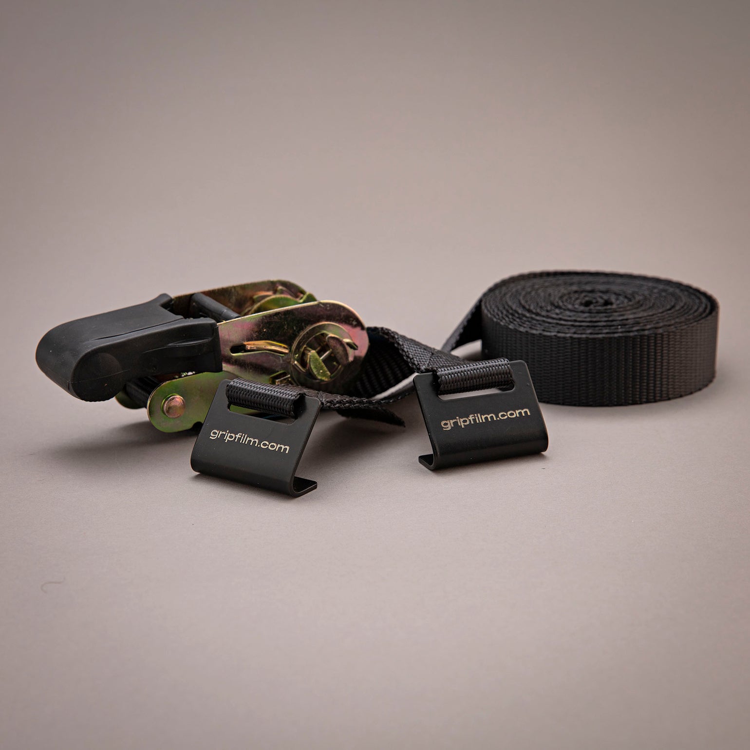 25mm (1”) BLACK CAR MOUNT RATCHET STRAP – Gripfilm